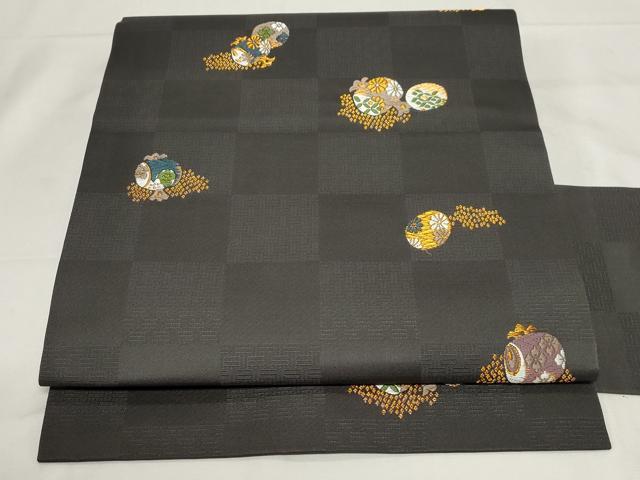 平和屋着物●九寸名古屋帯　唐織　鼓花文　金糸　正絹　逸品　CAAZ0345dy