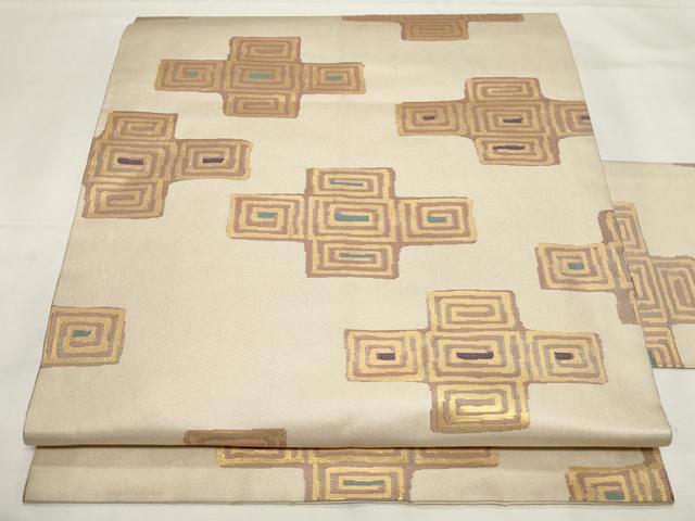 平和屋着物●全通柄　九寸名古屋帯　吉祥文　金糸　正絹　逸品　CAAZ0355dy