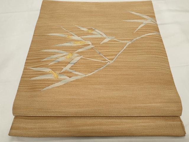 平和屋着物●爪掻本綴作家　伊達静　八寸名古屋帯　草木文　金糸　正絹　逸品　CAAZ0383dy