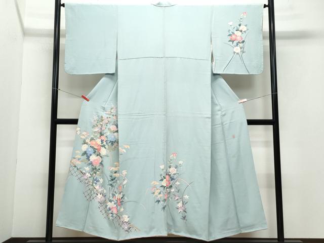 平和屋着物●本加賀友禅作家　岡本幸治　訪問着　籬花文　正絹　逸品　CAAZ0816vf