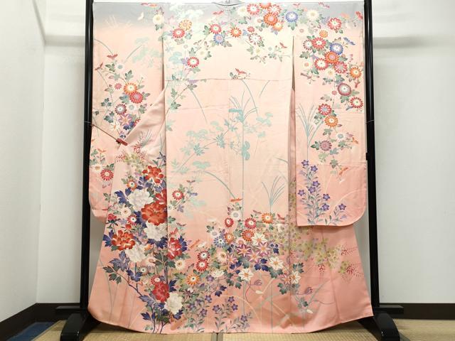 平和屋着物●豪華振袖　友禅　草花文　正絹　逸品　CAAZ0832vf