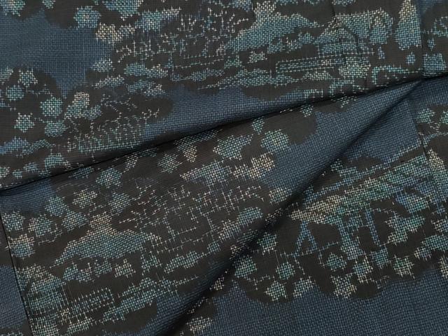 平和屋着物●本場大島紬　7マルキ　風景草花文　正絹　逸品　CAAZ0833vf