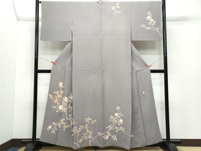 平和屋着物●名匠・初代由水十久師事　本加賀友禅作家　竹内銀風　訪問着　枝花文　正絹　逸品　CAAZ0842vf