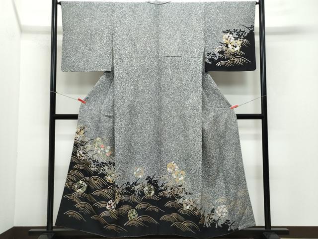平和屋着物●訪問着　刺繍　立波花丸文　たたき染め　金彩　正絹　逸品　CAAZ0857vf