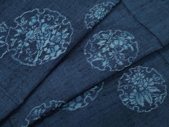 平和屋着物●上質な紬　雪輪花鳥文　正絹　逸品　CAAZ0870vf