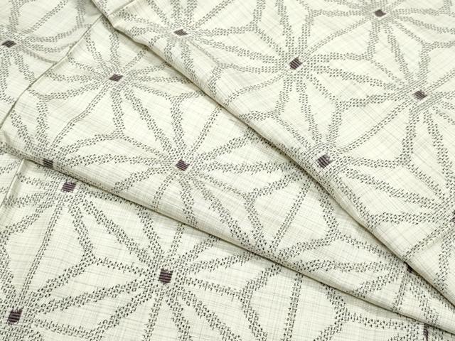 平和屋着物●上質な紬　麻の葉文様　正絹　逸品　CAAZ0871vf