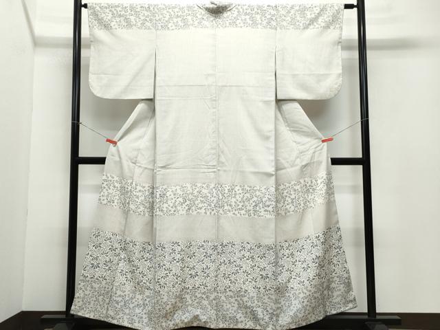 平和屋着物●訪問着　紬地　花唐草文　正絹　逸品　CAAZ0884vf