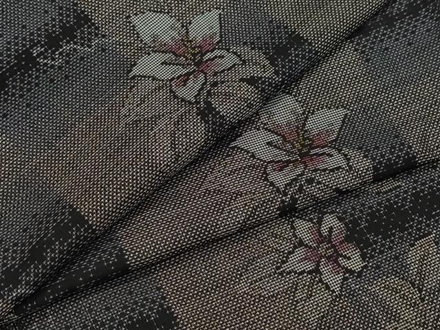 平和屋着物●本場大島紬　9マルキ　市松花文　正絹　逸品　CAAZ0896vf