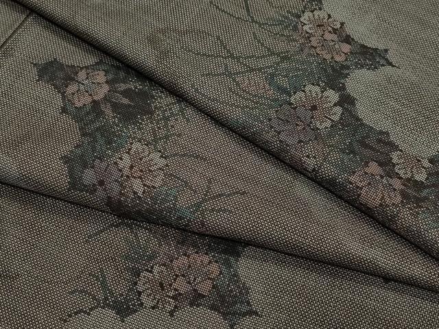 平和屋着物●本場大島紬　9マルキ　草花文　正絹　逸品　CAAZ0908vf