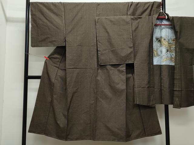 平和屋着物●男性　紬　アンサンブル　霞文　正絹　逸品　CAAZ0917vf