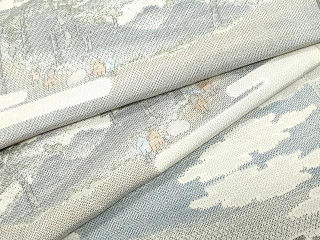 平和屋着物●上質な紬　人物草木文　正絹　逸品　CAAZ0925vf