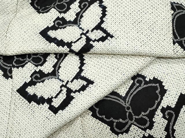 平和屋着物●本疋田絞り　小紋　舞蝶文　黒地　正絹　逸品　CAAZ0928vf