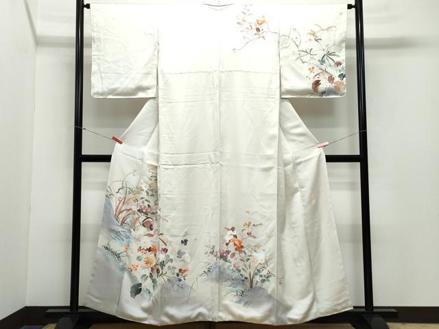 平和屋着物●訪問着　鴛鴦草花文　正絹　逸品　CAAZ0962vf