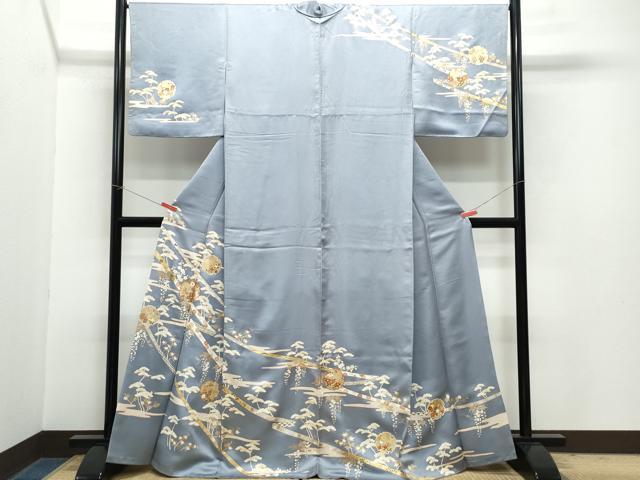 平和屋着物●銀座きしや　訪問着　駒刺繍　雪輪松花文　金彩　正絹　逸品　CAAZ0968vf