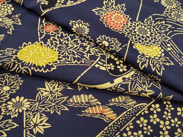 平和屋着物●上質な小紋　型染め　流水草花文　正絹　逸品　CAAZ0970vf