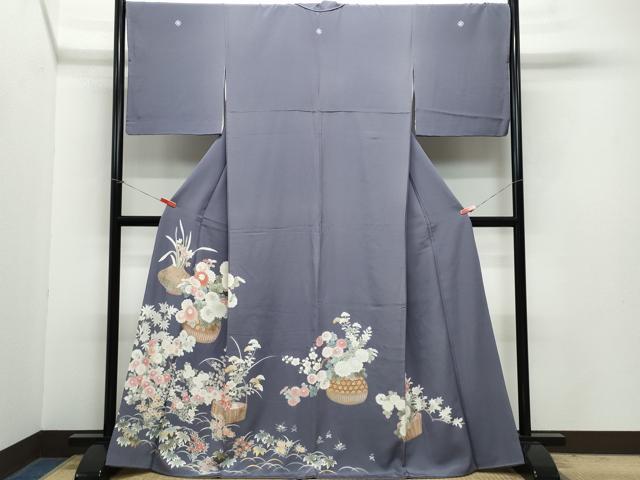 平和屋着物●豪華色留袖　刺繍　花籠文　金彩　正絹　逸品　CAAZ0971vf