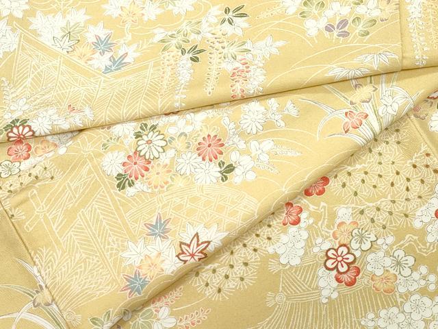 平和屋着物●上質な小紋　風景草花文　金彩　正絹　逸品　CAAZ0974vf