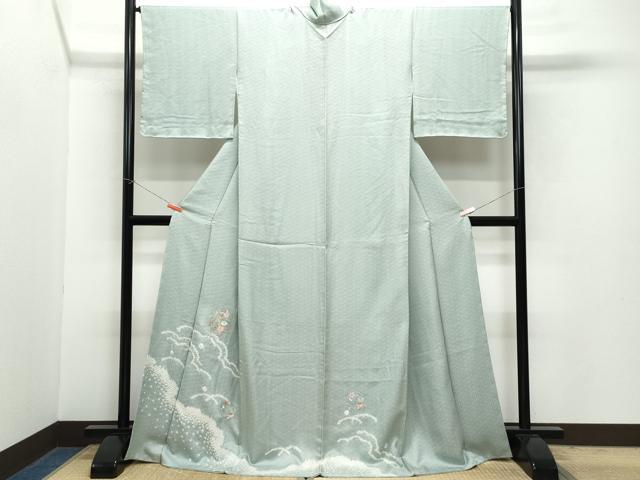 平和屋着物●訪問着　絞り　刺繍　花丸文　金糸　ロング丈　正絹　逸品　CAAZ0976vf