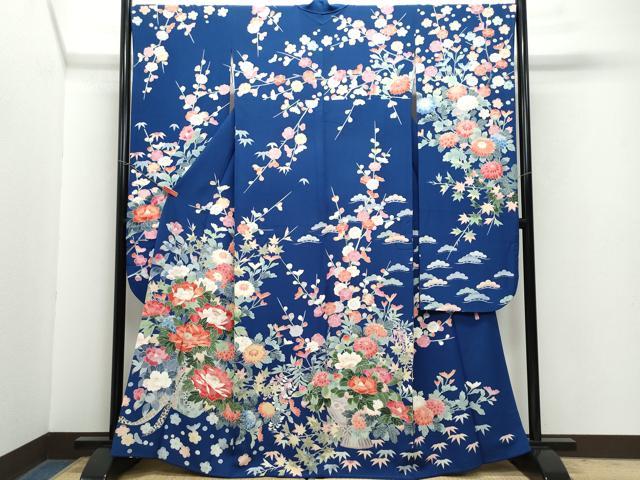 平和屋着物●十日町友禅作家　岡村蒼風　振袖　花籠文　正絹　逸品　CAAZ1017vf