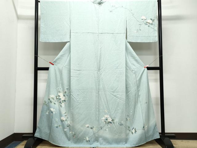 平和屋着物●訪問着　友禅　作家物　枝花文　たたき染め　正絹　逸品　CAAZ1043vf