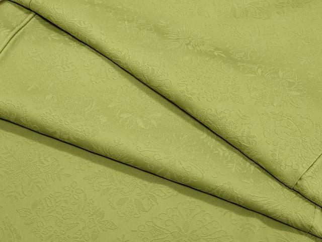 平和屋着物●上質な色無地　花唐草地紋　鶯色　正絹　逸品　未使用　CAAZ1078vf