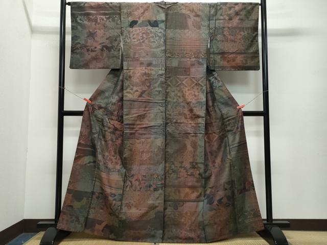 平和屋着物●小千谷紬　百柄　正絹　逸品　CAAZ1093vf