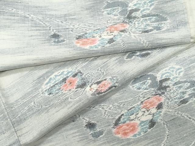 平和屋着物●小千谷紬　流水楽器花文　正絹　逸品　CAAZ1100vf