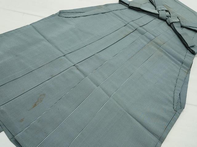 平和屋着物●男性　人間国宝　甲田栄佑　精好仙台平　馬乗り袴　縞　正絹　逸品　CAAZ1103vf
