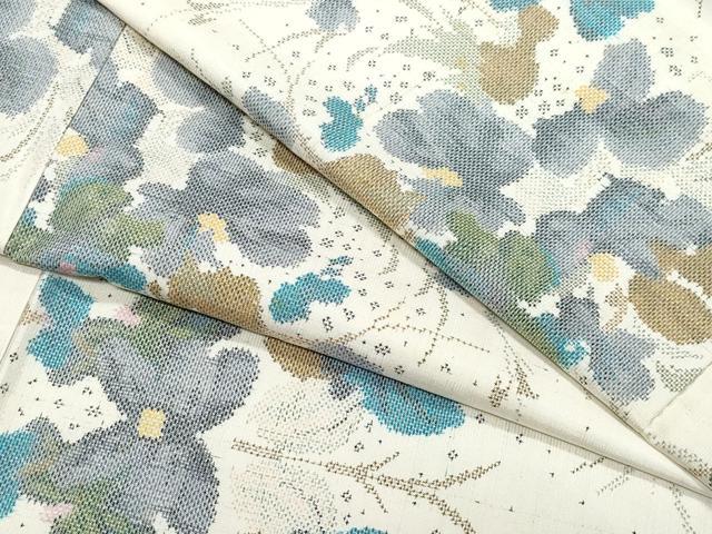 平和屋着物●本場大島紬　白大島　草花文　総絣　正絹　逸品　CAAZ1120vf