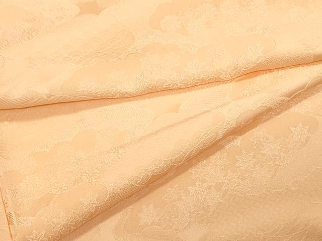 平和屋着物●上質な色無地　雲重ね草花地紋　深支子色　正絹　逸品　CAAZ1125vf