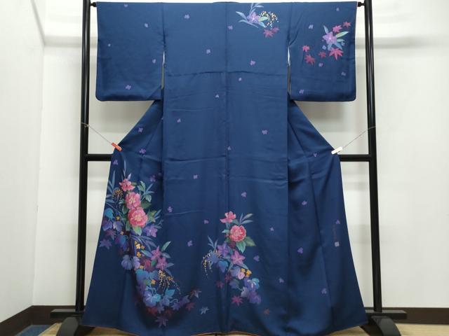 平和屋着物●中嶋まさひろ 蝋彩染作家　訪問着　手描き　草花文　正絹　逸品　CAAZ1133vf