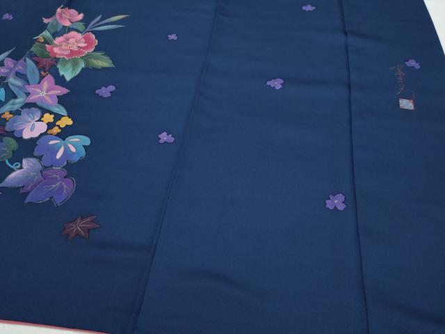 平和屋着物○中嶋まさひろ 蝋彩染作家 訪問着 手描き 草花文 正絹