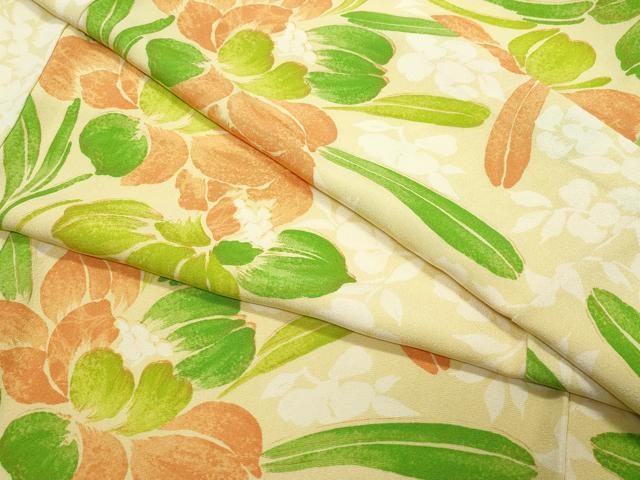 平和屋着物▽上質な小紋 単衣 紗綾形地紋 薄萌葱色 正絹 逸品 AAAU8588fy