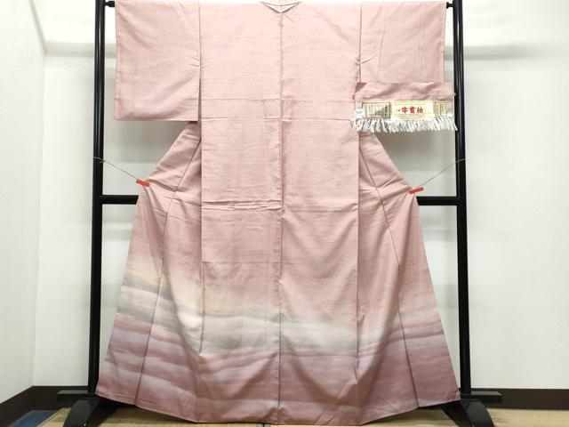 平和屋着物●石川県指定無形文化財　牛首紬　白山工房　手織り　訪問着　霞文　証紙付き　正絹　逸品　CAAZ1153vf