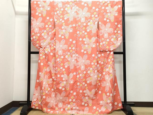 平和屋着物●小振袖　二尺袖　舞桜　金彩　洗える着物　CAAZ1172vf