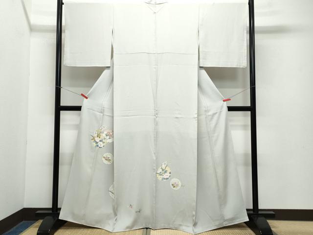 平和屋着物●訪問着　友禅　雪輪草花文　正絹　逸品　CAAZ1187vf