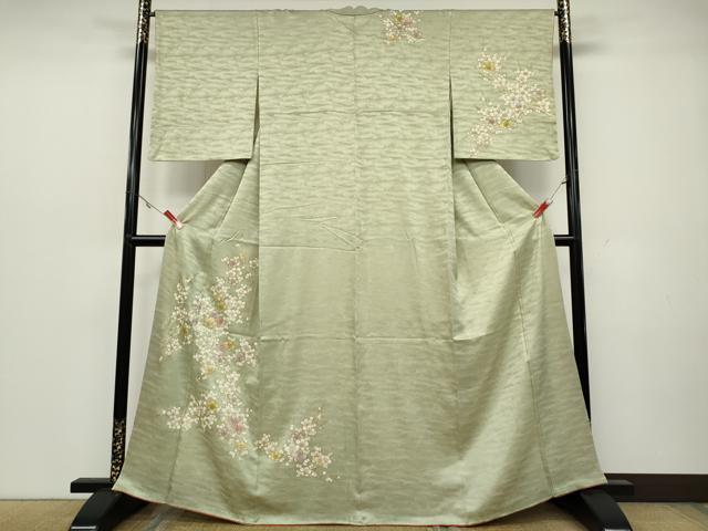 平和屋着物●訪問着　刺繍　枝梅文　金彩　正絹　逸品　CAAZ2424ut