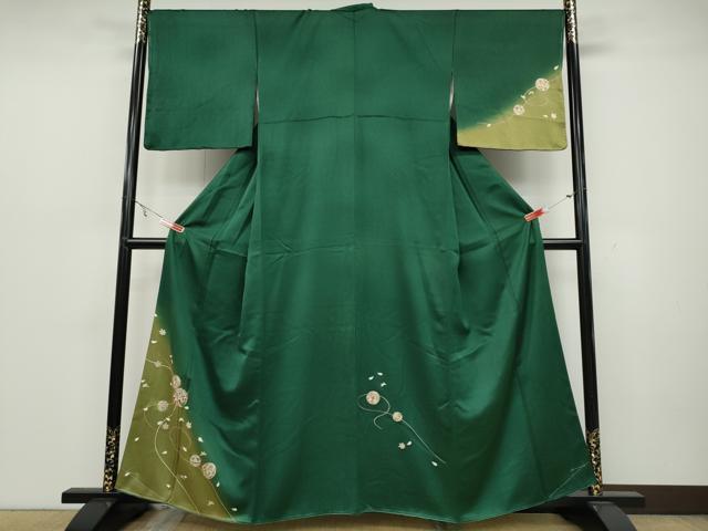 平和屋着物●訪問着　駒刺繍　鞠舞葉文　暈し染め　金彩　正絹　逸品　未使用　CAAZ2432ut