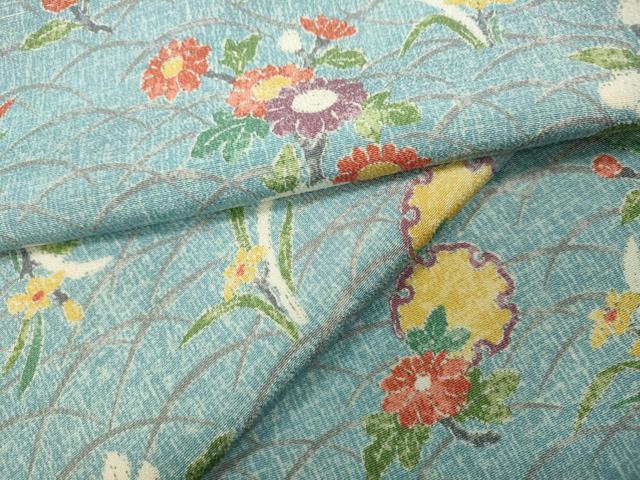 平和屋着物●上質な小紋　雪輪芝草花文　正絹　逸品　未使用　CAAZ2435ut