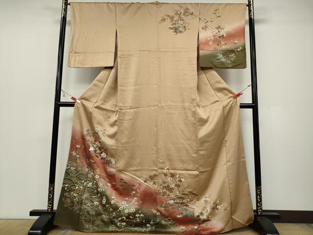 平和屋着物●訪問着　枝花鳥文　暈し染め　金銀彩　正絹　逸品　未使用　CAAZ2440ut