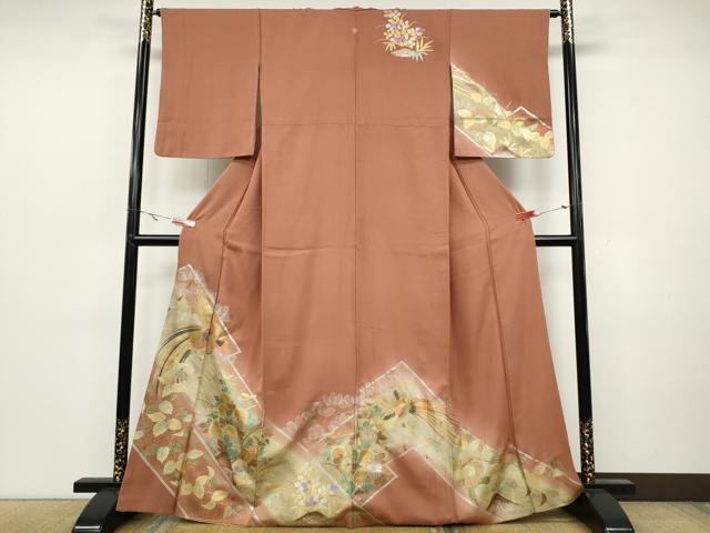 平和屋着物●訪問着　鳳凰草花文　暈し染め　金銀彩　正絹　逸品　CAAZ2444ut