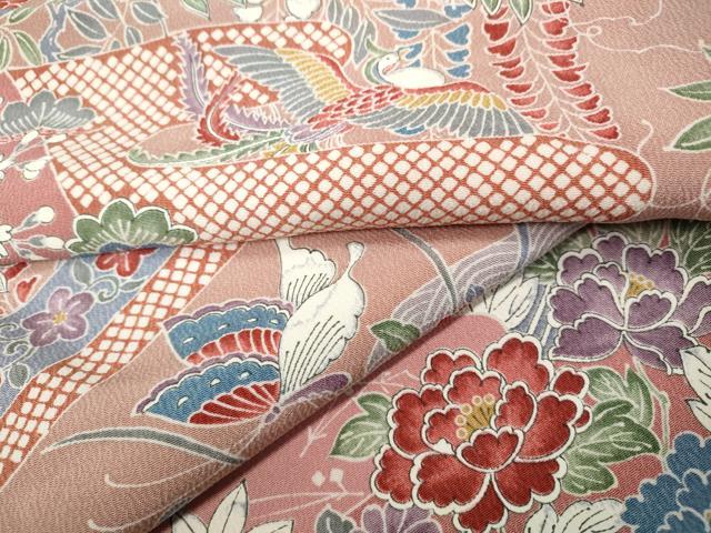 平和屋着物●上質な小紋　雲重ね鳳凰花蝶文　正絹　逸品　CAAZ2464ut