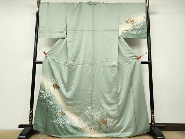 平和屋着物●訪問着　地紙草花文　暈し染め　金彩　正絹　逸品　CAAZ2467ut