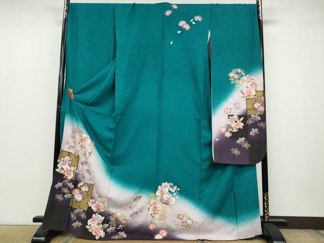 平和屋着物●豪華振袖　草花丸文　暈し染め　金彩　正絹　逸品　CAAZ2541ut