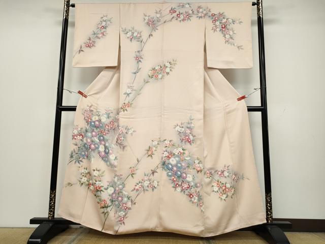 平和屋着物●訪問着　友禅　草花文　正絹　逸品　CAAZ2571ut