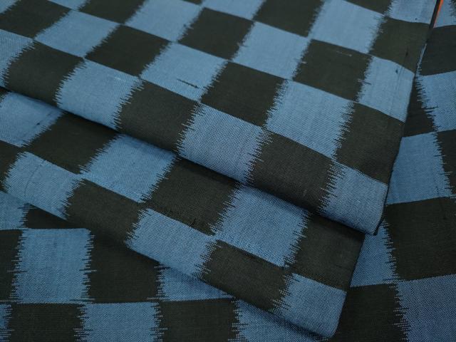 平和屋着物●上質な紬　格子柄　正絹　逸品　CAAZ2579ut