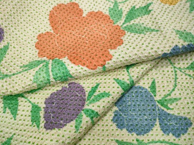 平和屋着物●名門　藤娘きぬたや・総絞り　小紋　花唐草文　正絹　逸品　CAAZ2584ut