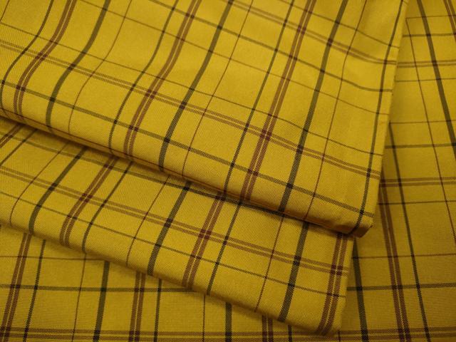 平和屋着物●黄八丈　紬　格子柄　正絹　逸品　CAAZ2589ut