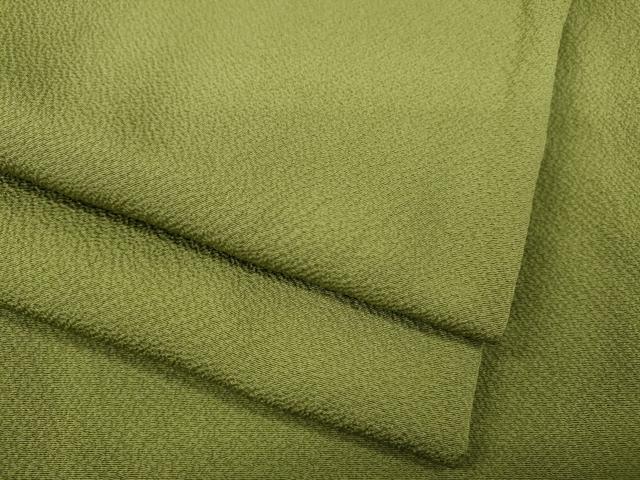 平和屋着物●上質な色無地　霞地紋　鶯色　正絹　逸品　CAAZ2602ut