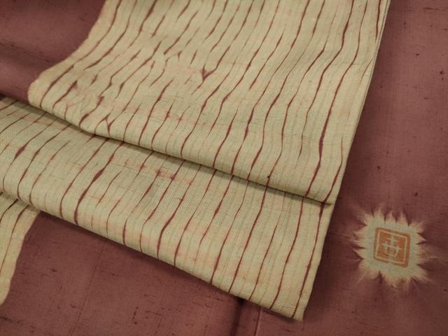 平和屋着物●山?世紀　紬　杢目絞り　間道　正絹　逸品　CAAZ2622ut